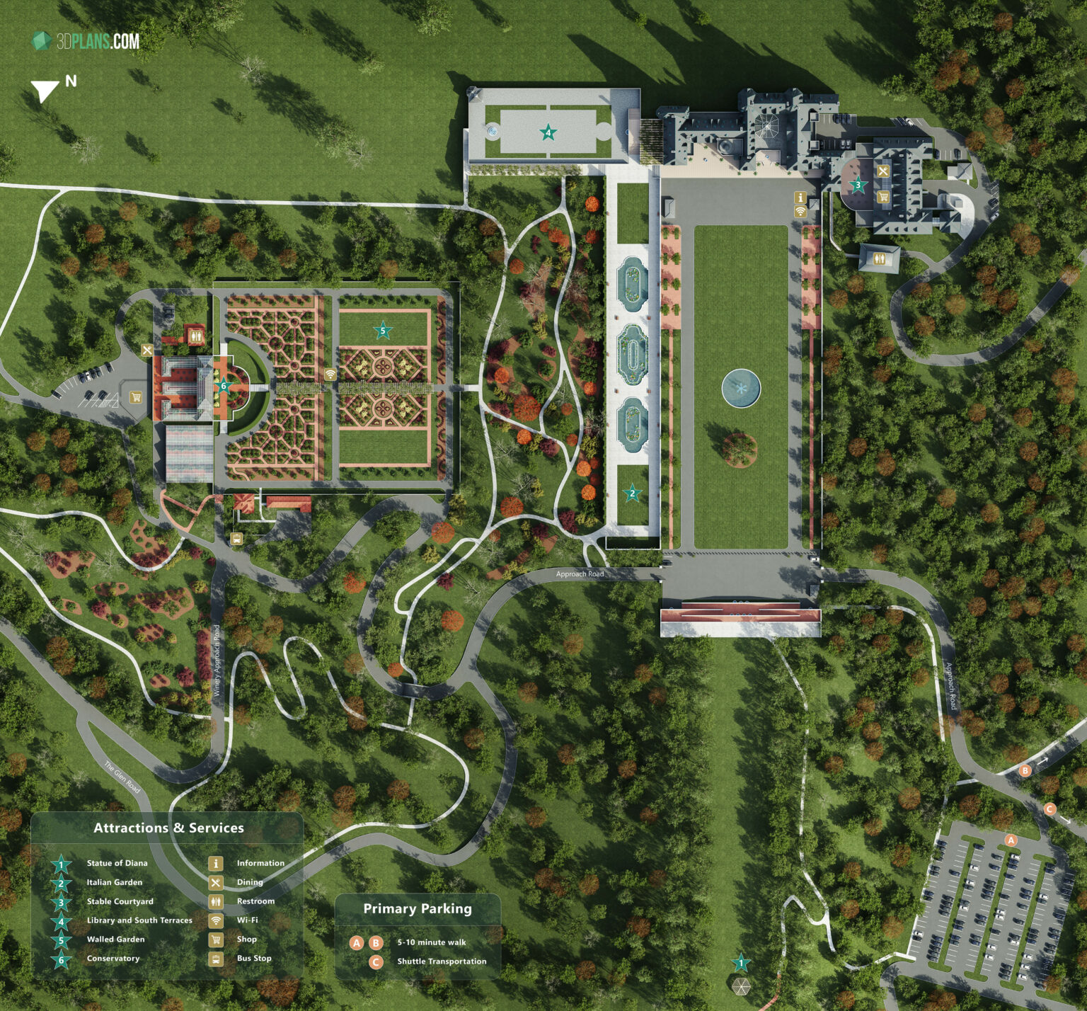 A Map of the Biltmore Estate – America’s Largest Private Home – 3DPlans